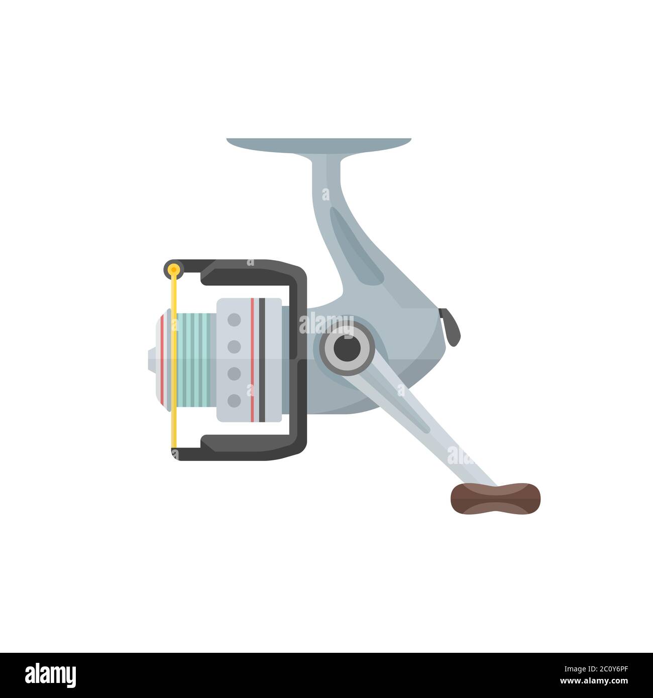 vector flat style gray fishing reel illustration Stock Photo - Alamy