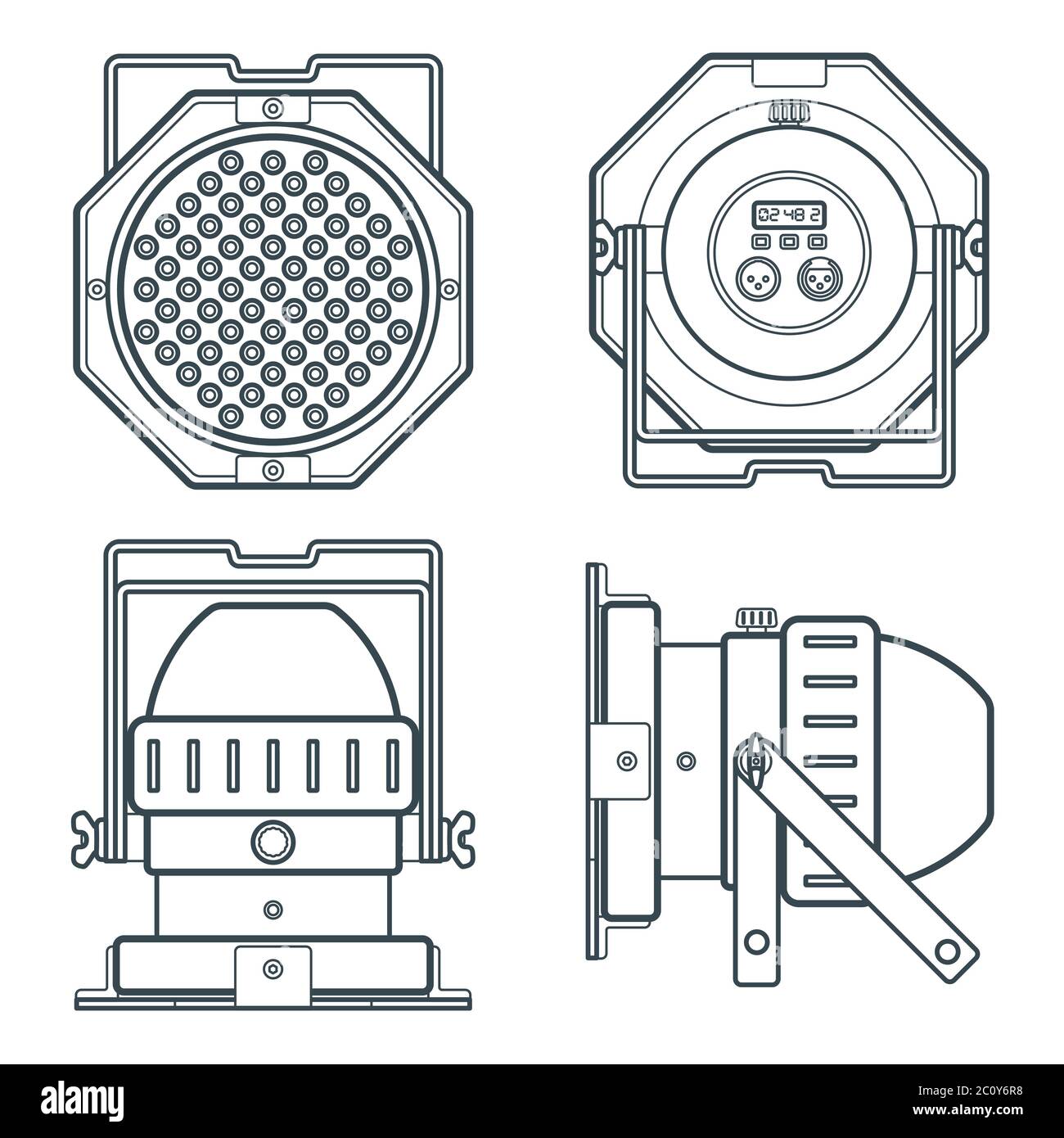 LED PAR professional stage lighting projector dark contour illustration ...