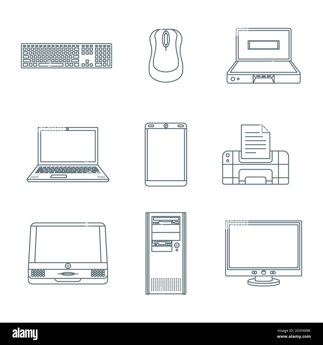 dark outline computer gadgets icons Stock Photo - Alamy