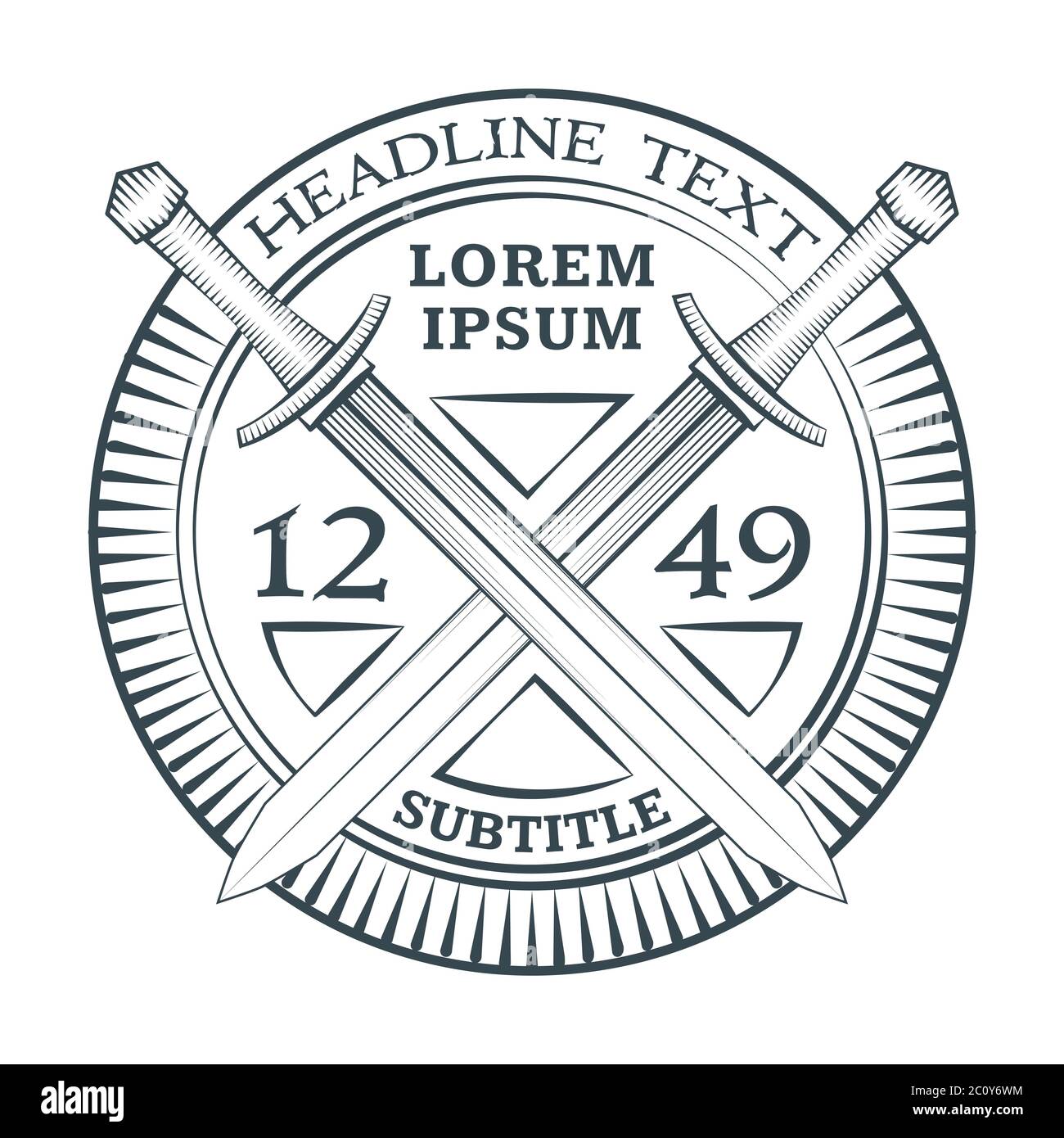 Shield sword icon vector Cut Out Stock Images & Pictures - Alamy