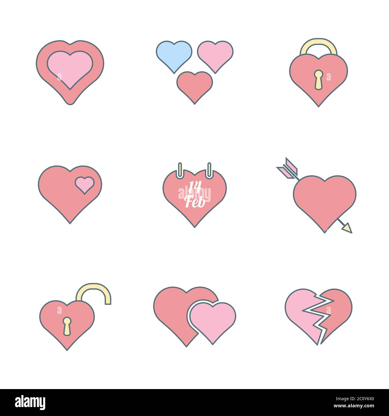 Heart icons collection love Cut Out Stock Images & Pictures - Alamy
