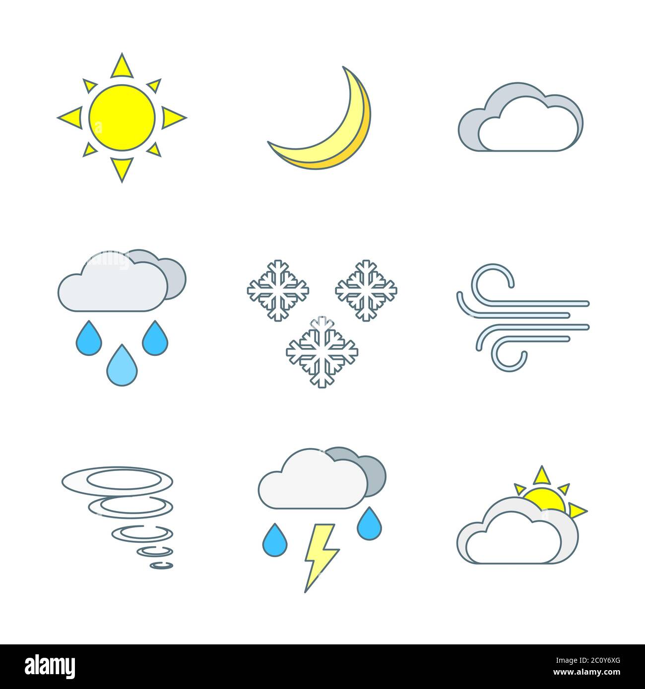 Lightning cloud icon outline Cut Out Stock Images & Pictures - Alamy