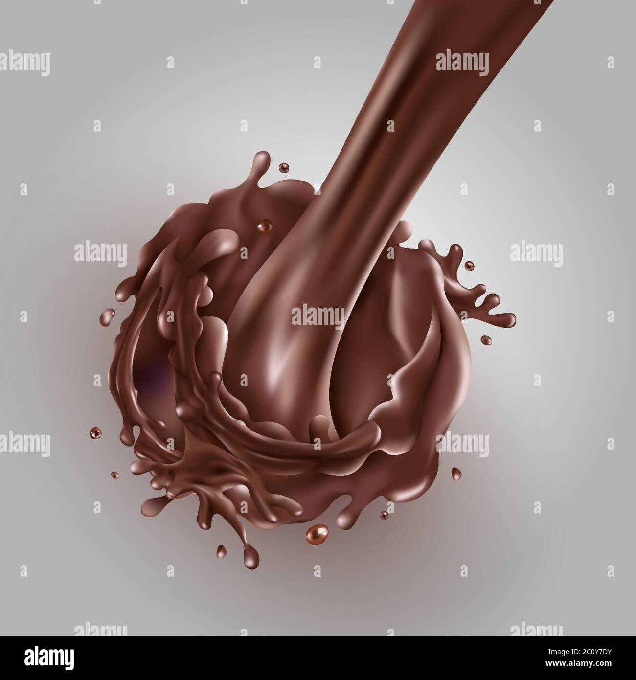 Stream of pouring chocolate on a gray background Stock Vector Image ...