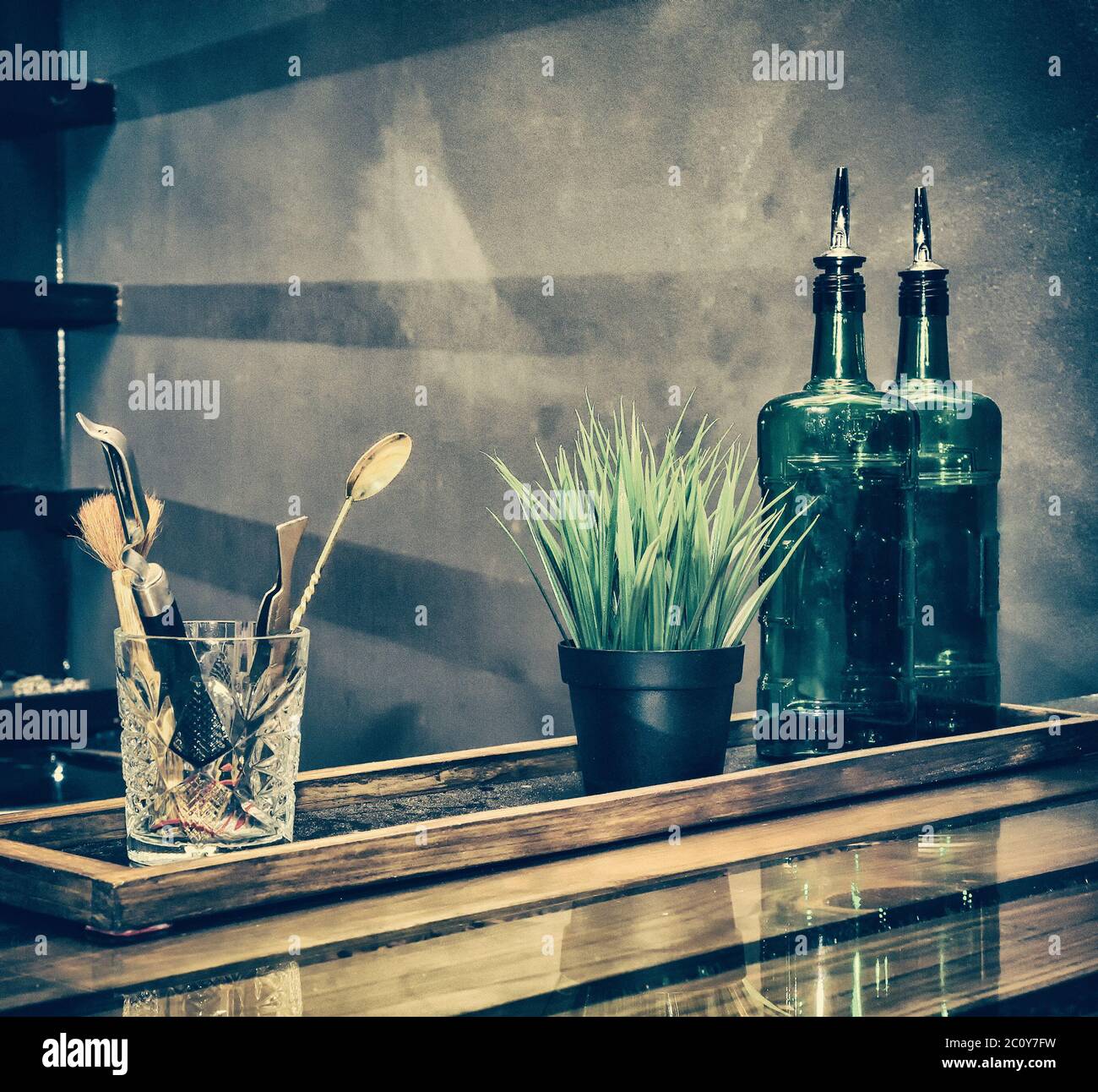 still life, a bar with bottles Stock Photo - Alamy