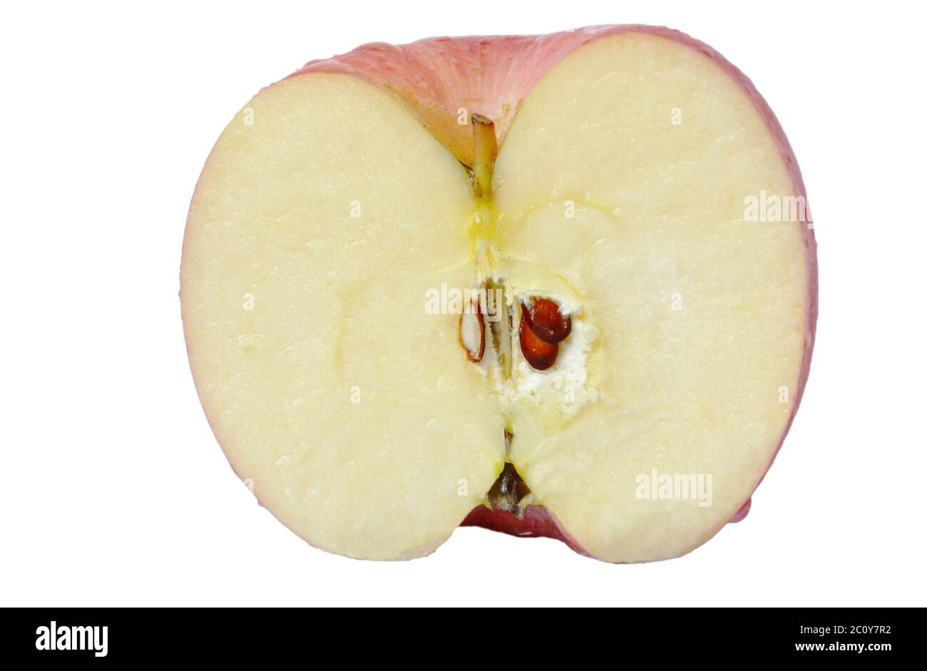 red apple with drop of water half cut on white background Stock Photo ...