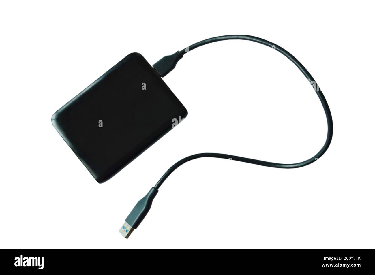 black universal serial bus external hard disk connecting to computer on ...