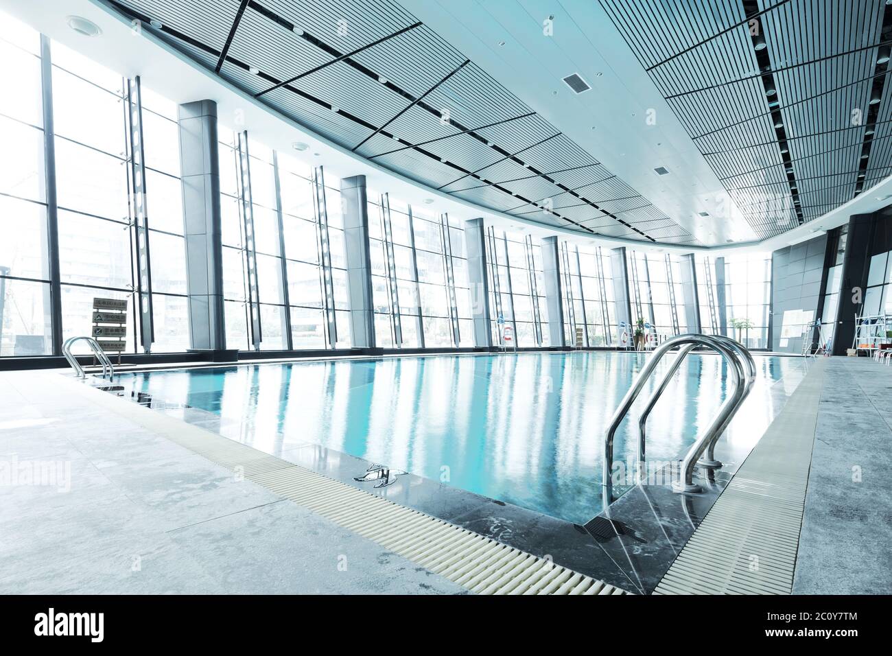 design of swimming pool in modern gym Stock Photo - Alamy