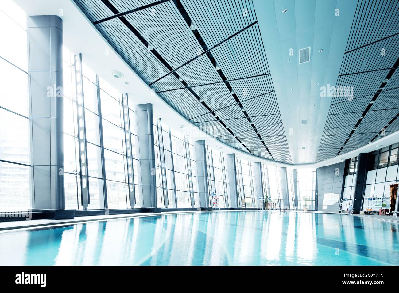 design of swimming pool in modern gym Stock Photo - Alamy