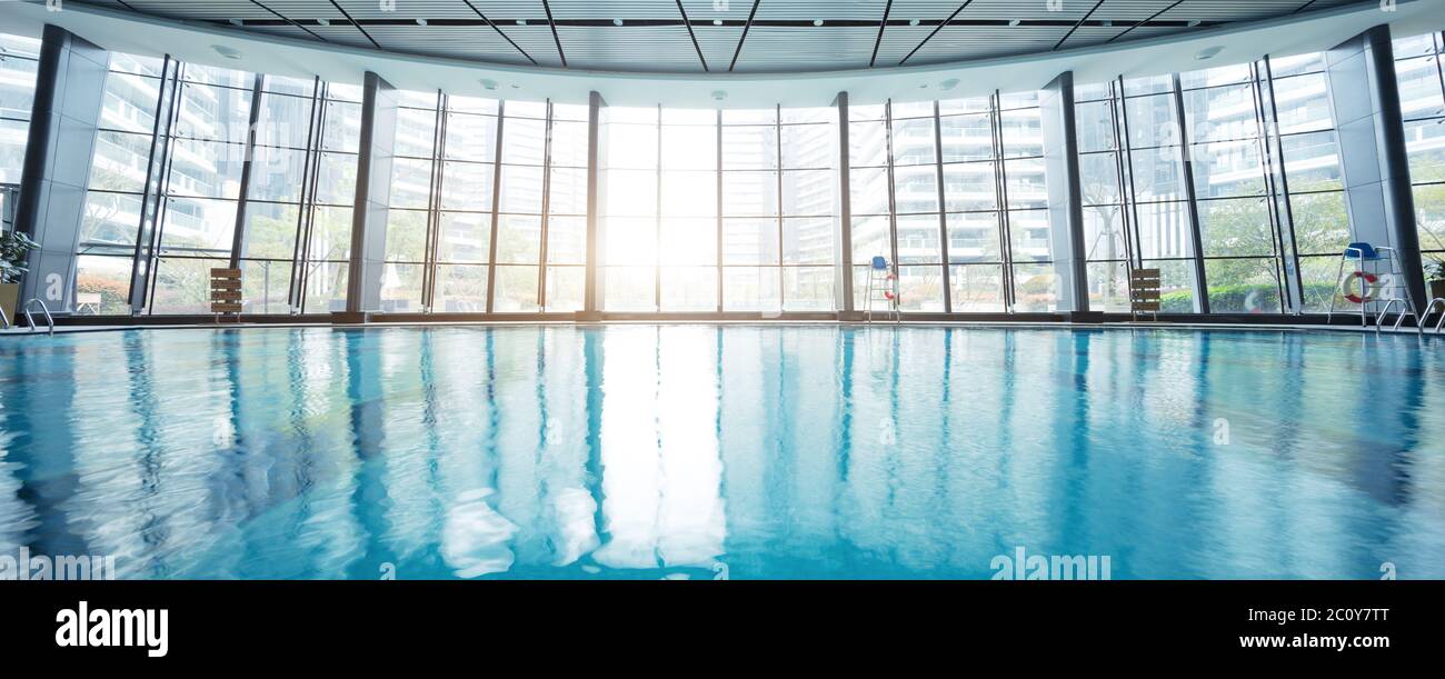 design of swimming pool in modern gym Stock Photo - Alamy