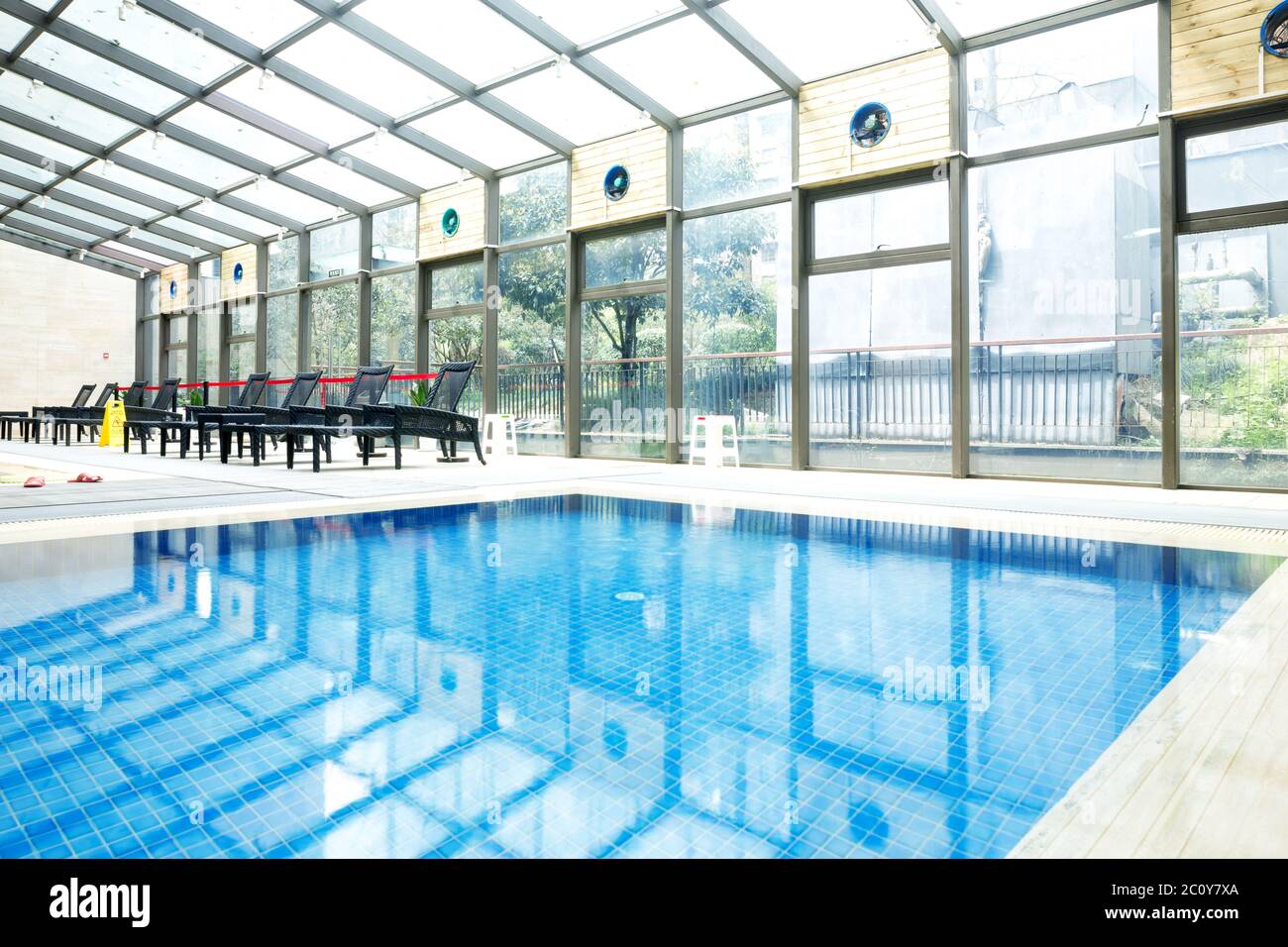 design of swimming pool in modern gym Stock Photo - Alamy