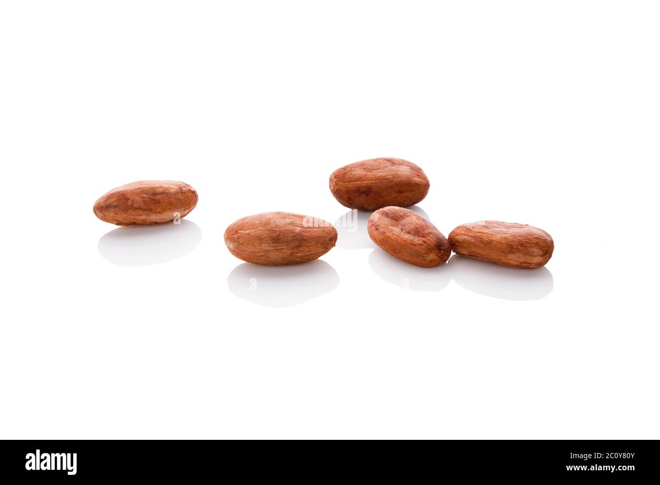 Cocoa beans isolated on white background Stock Photo - Alamy