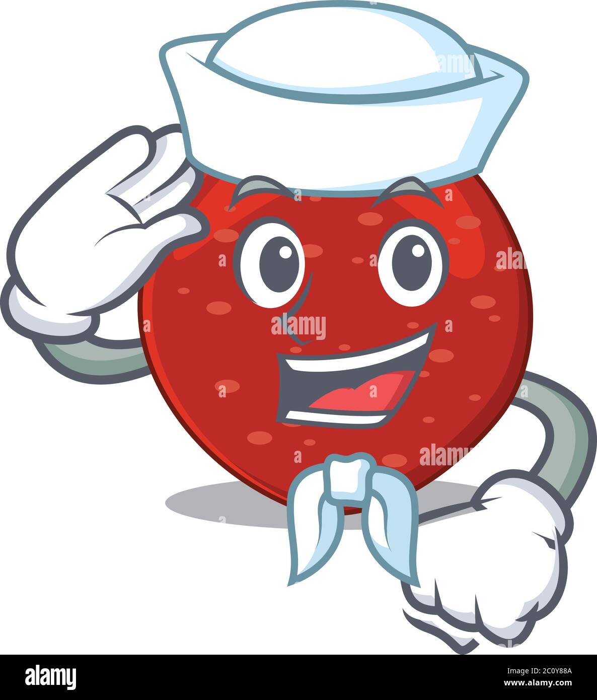 Smiley sailor cartoon character of peperoni wearing white hat and tie ...