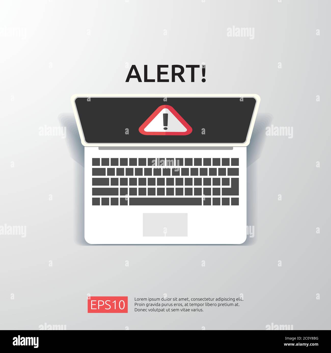 attention warning attacker alert sign with exclamation mark on computer ...
