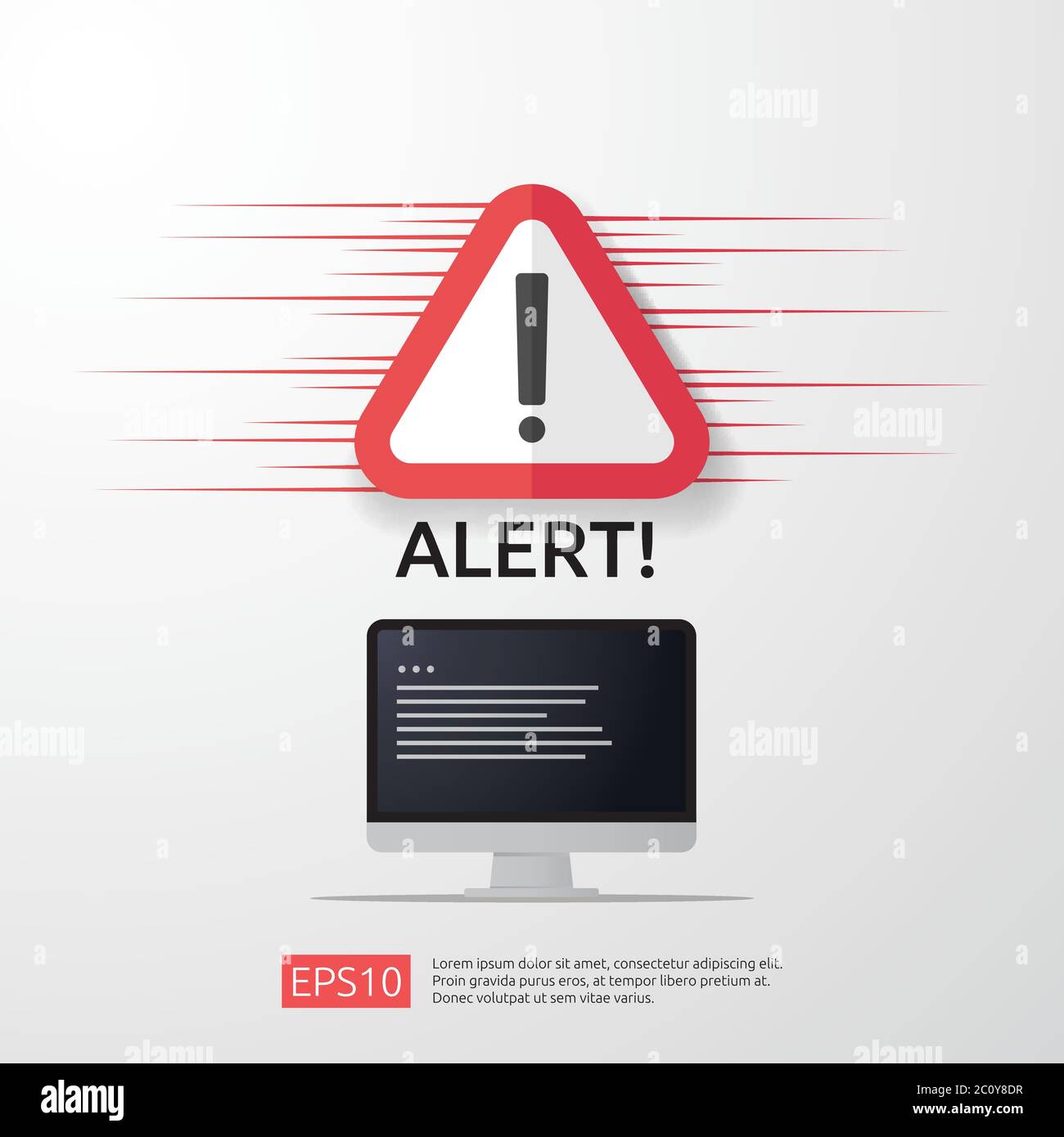 attention warning attacker alert sign with exclamation mark on computer ...