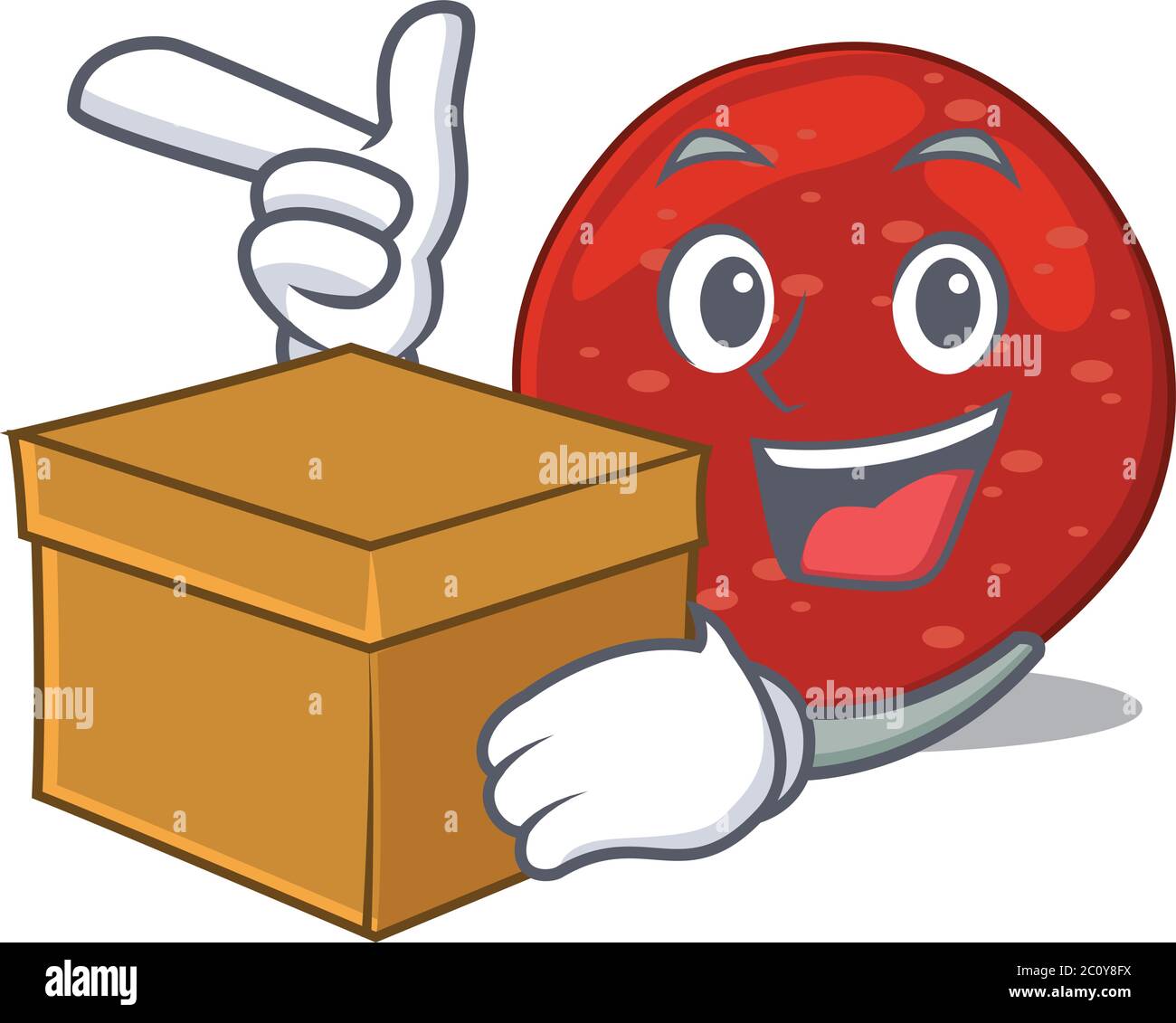 A cheerful peperoni cartoon design concept having a box Stock Vector ...