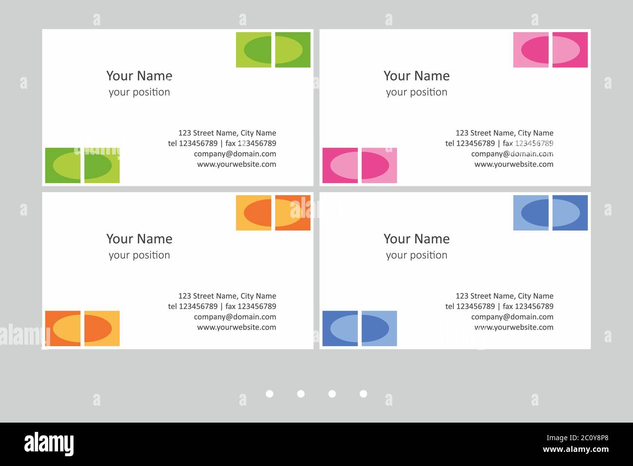 Set of colorful business card templates. Simple geometric abstract ...