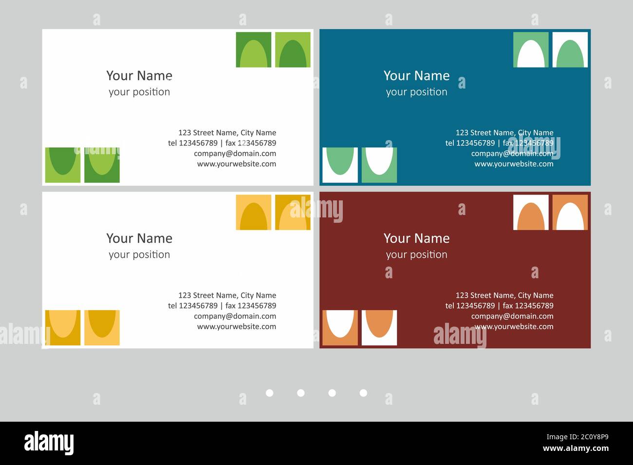 Set of colorful business card templates. Simple geometric abstract ...