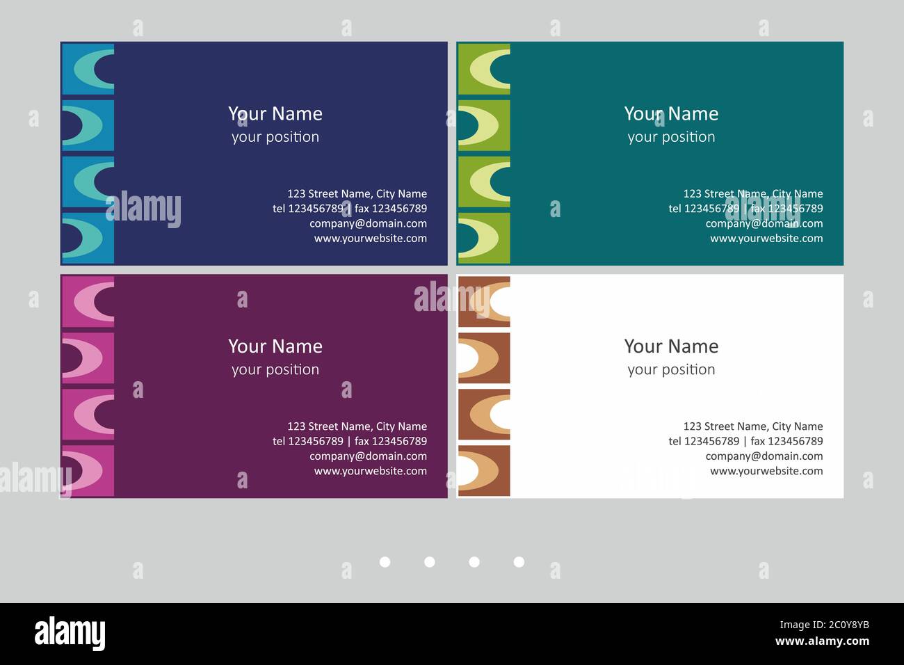 Set of colorful business card templates. Simple geometric abstract ...