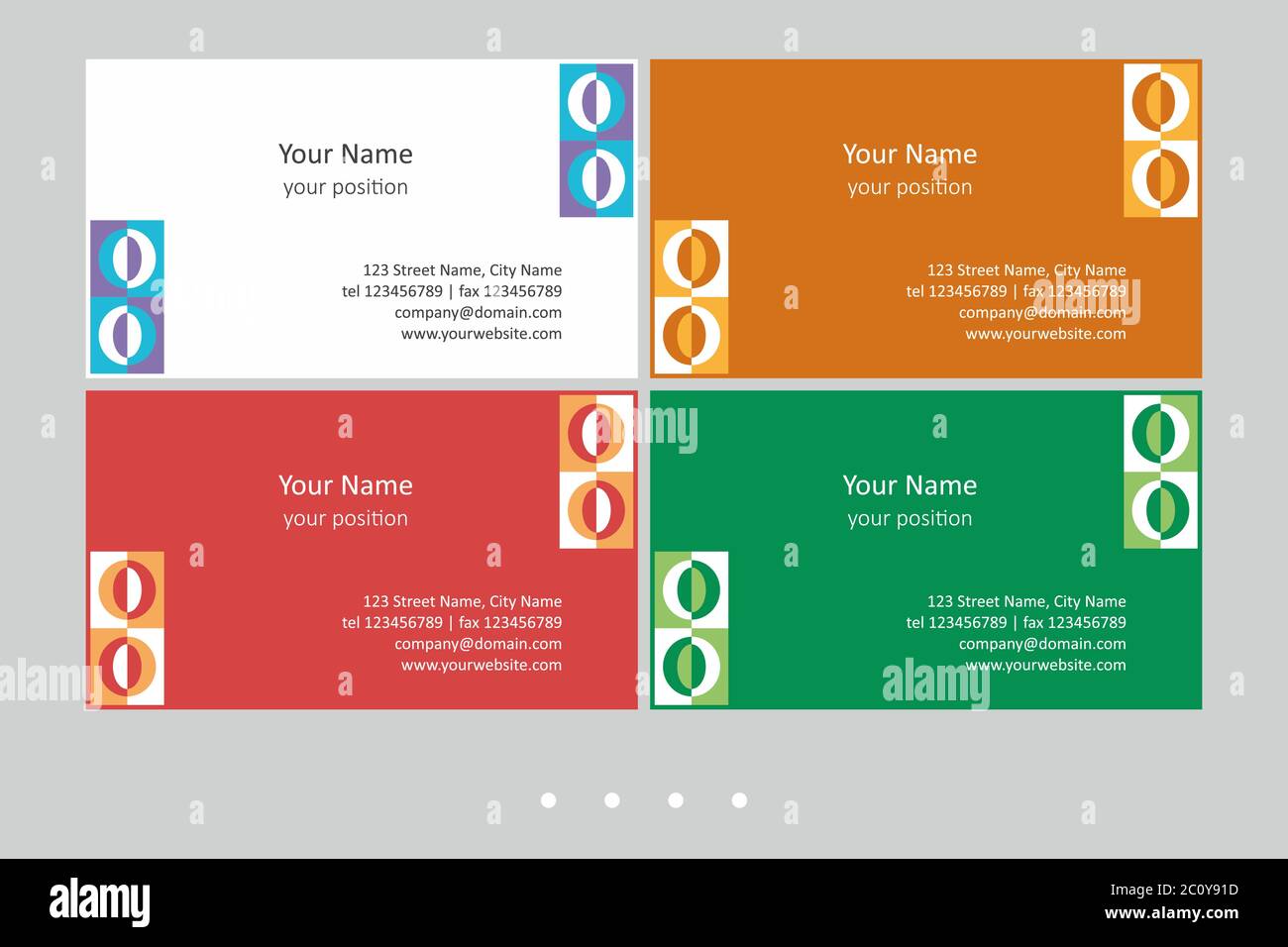 Set of colorful business card templates. Simple geometric abstract ...