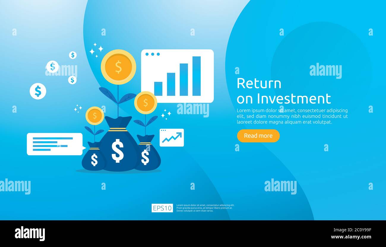 Return on investment ROI concept. business growth arrows to success ...
