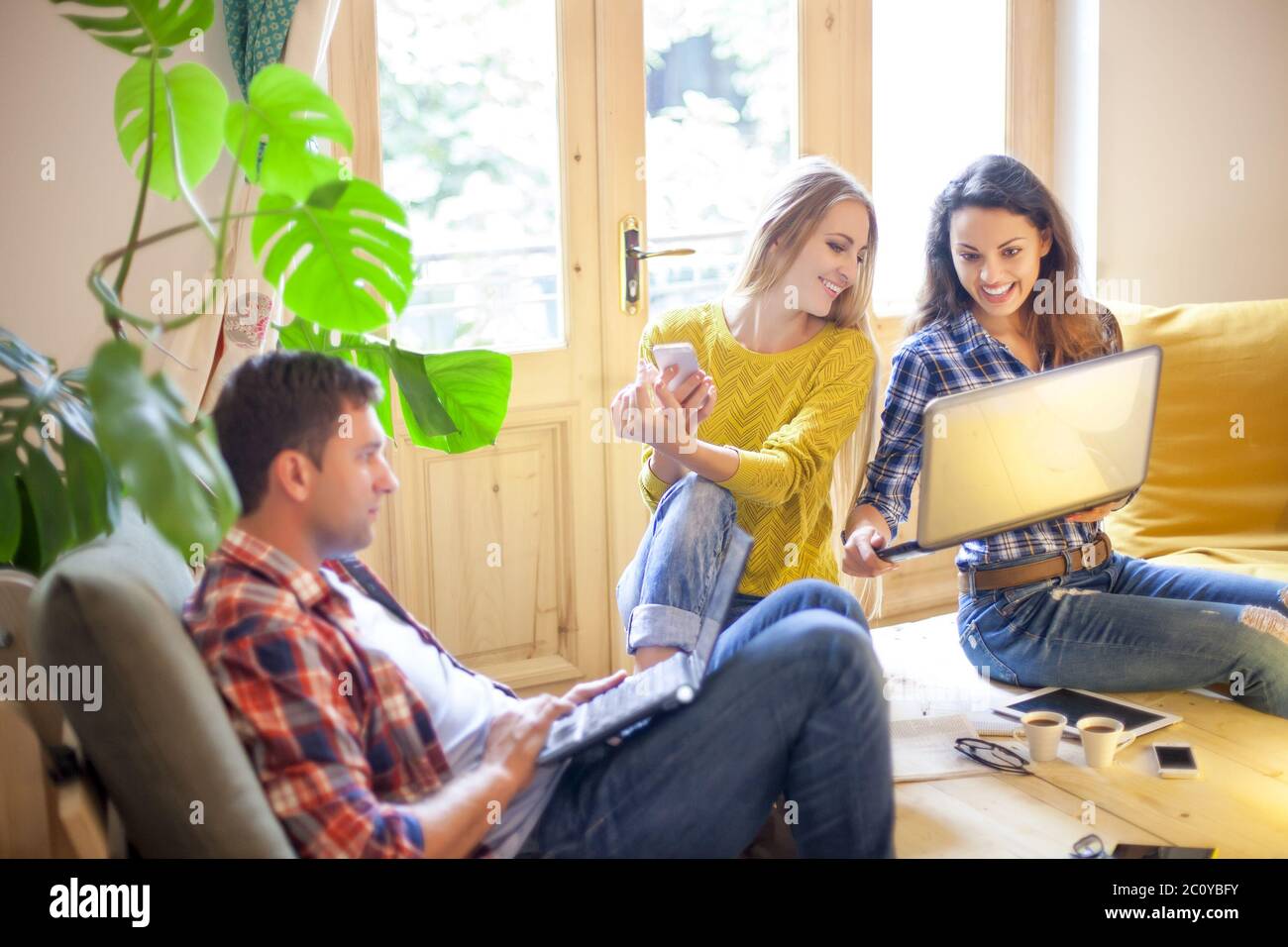 Exchange of new ideas and brainstorming between colleagues Stock Photo ...