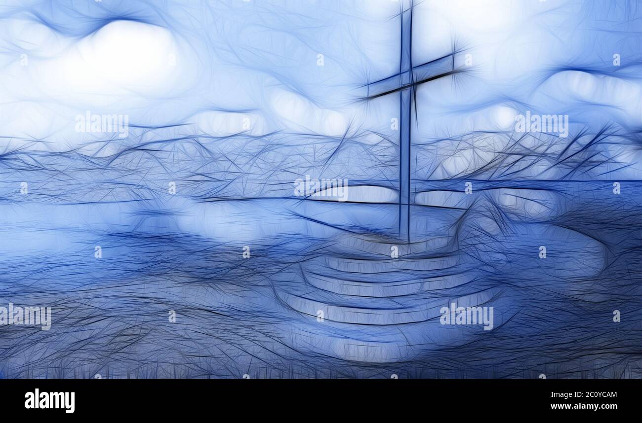 Wooden cross in winter Stock Photo - Alamy