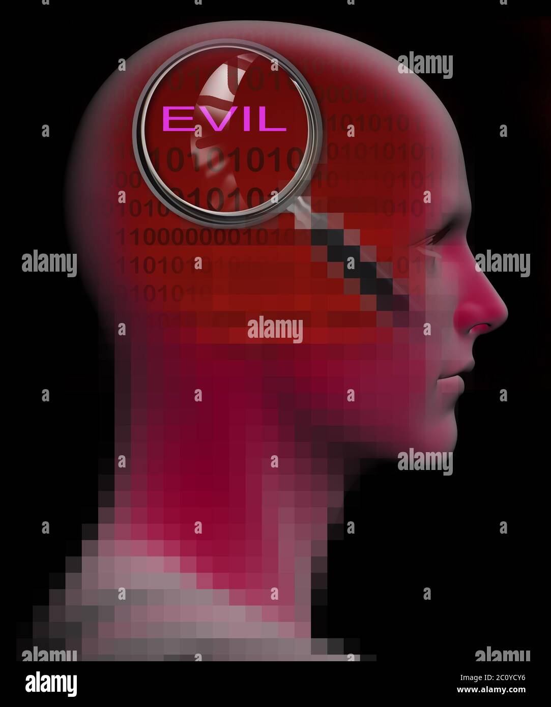 profile of a man with close up of magnifying glass on EVIL Stock Photo ...