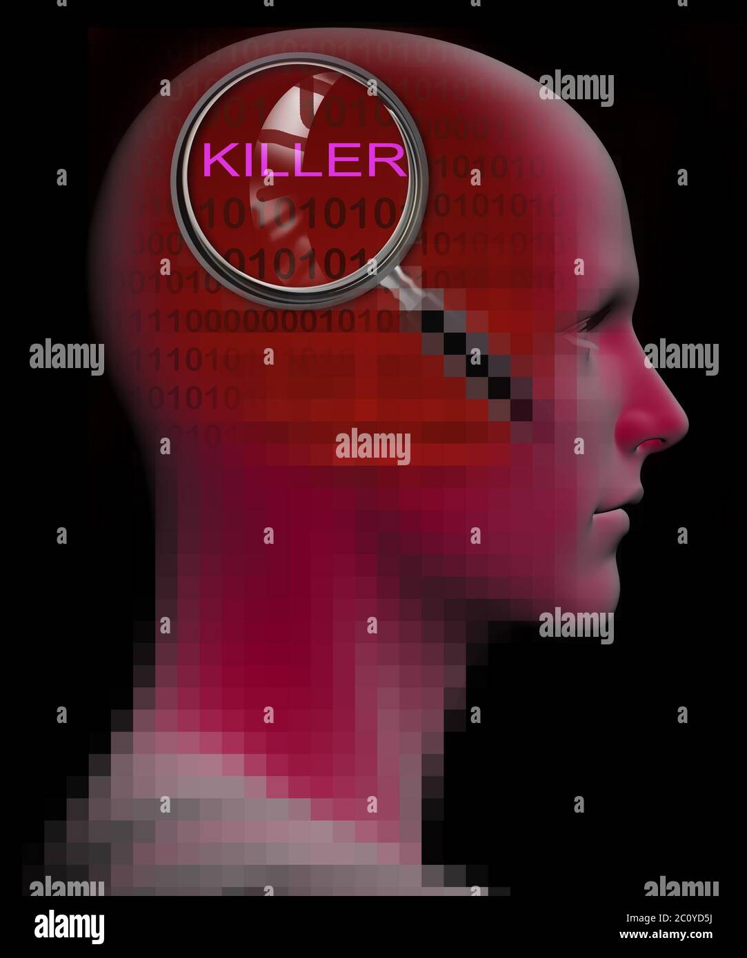 profile of a man with close up of magnifying glass on KILLER Stock ...