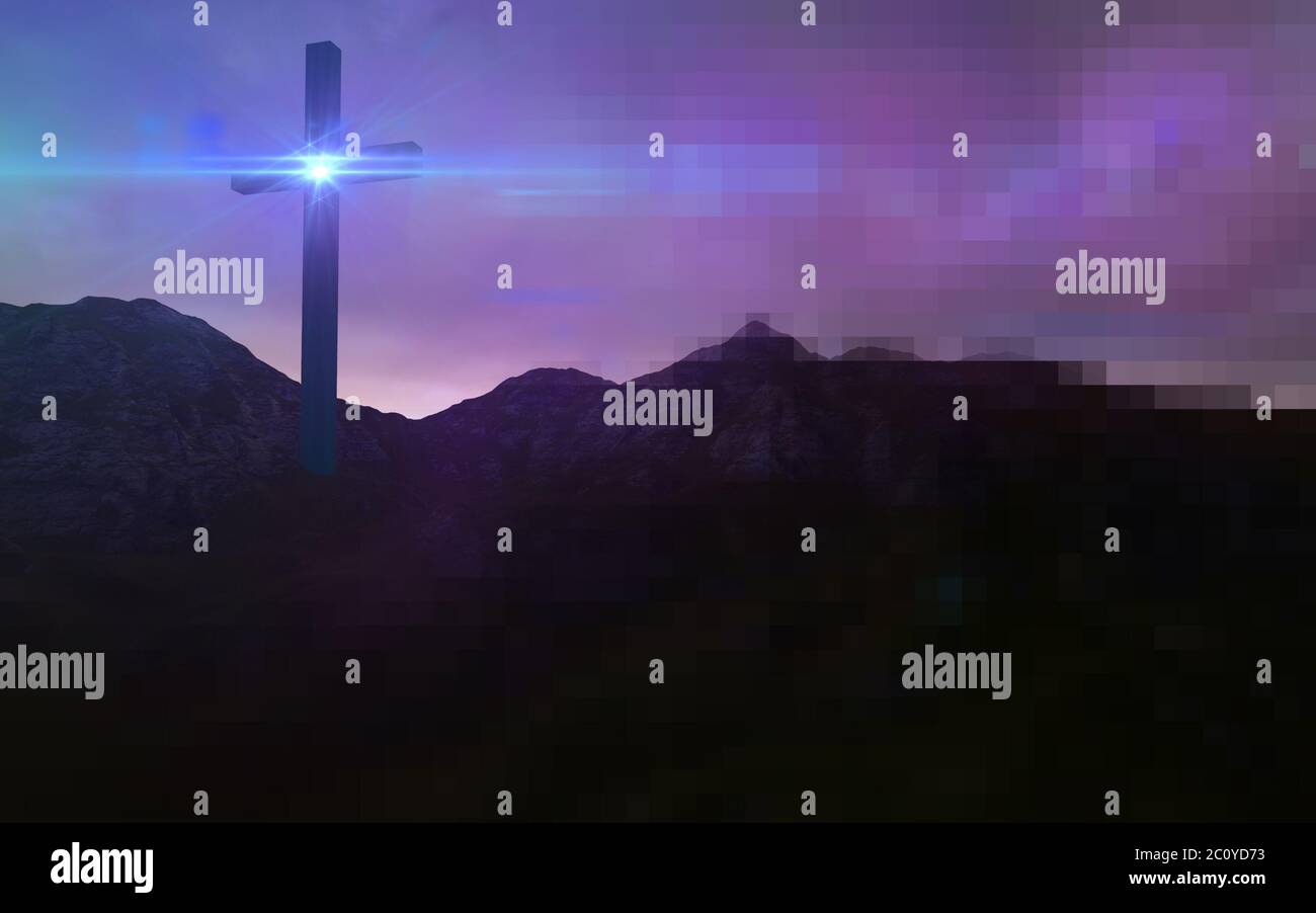 Wooden cross heart clouds in hi-res stock photography and images - Alamy