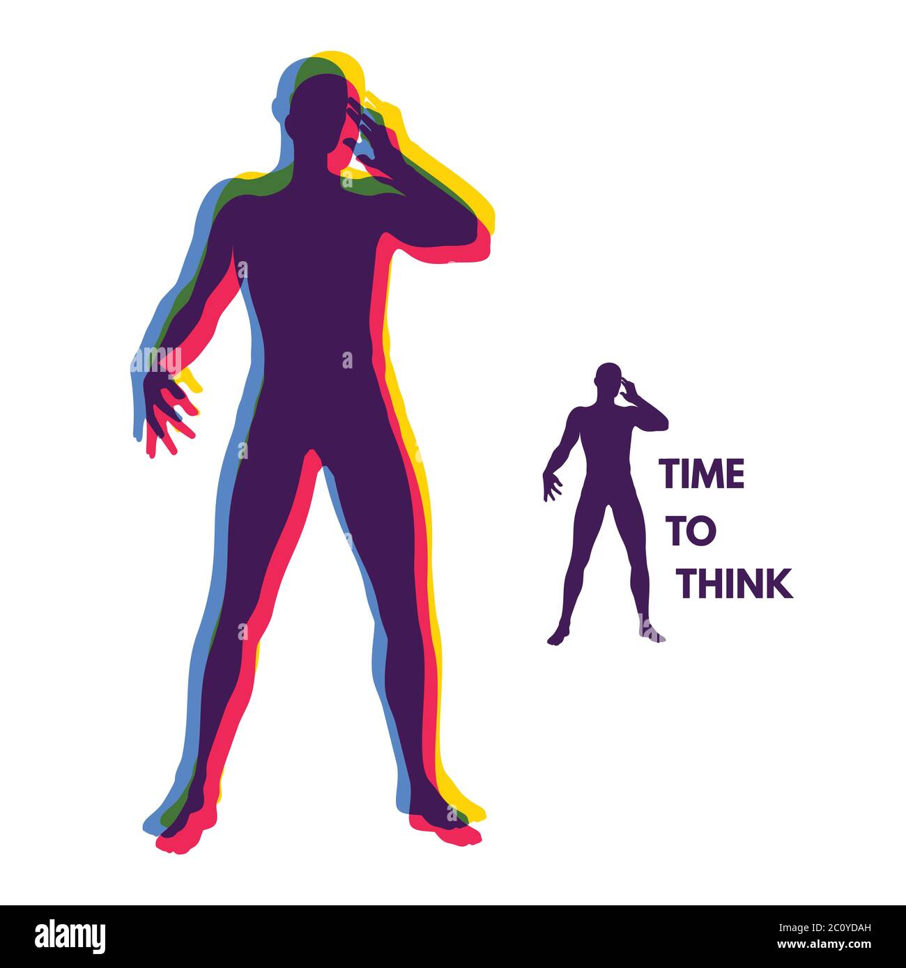 Thinking man. Silhouette of a standing man. Idea concept vector ...