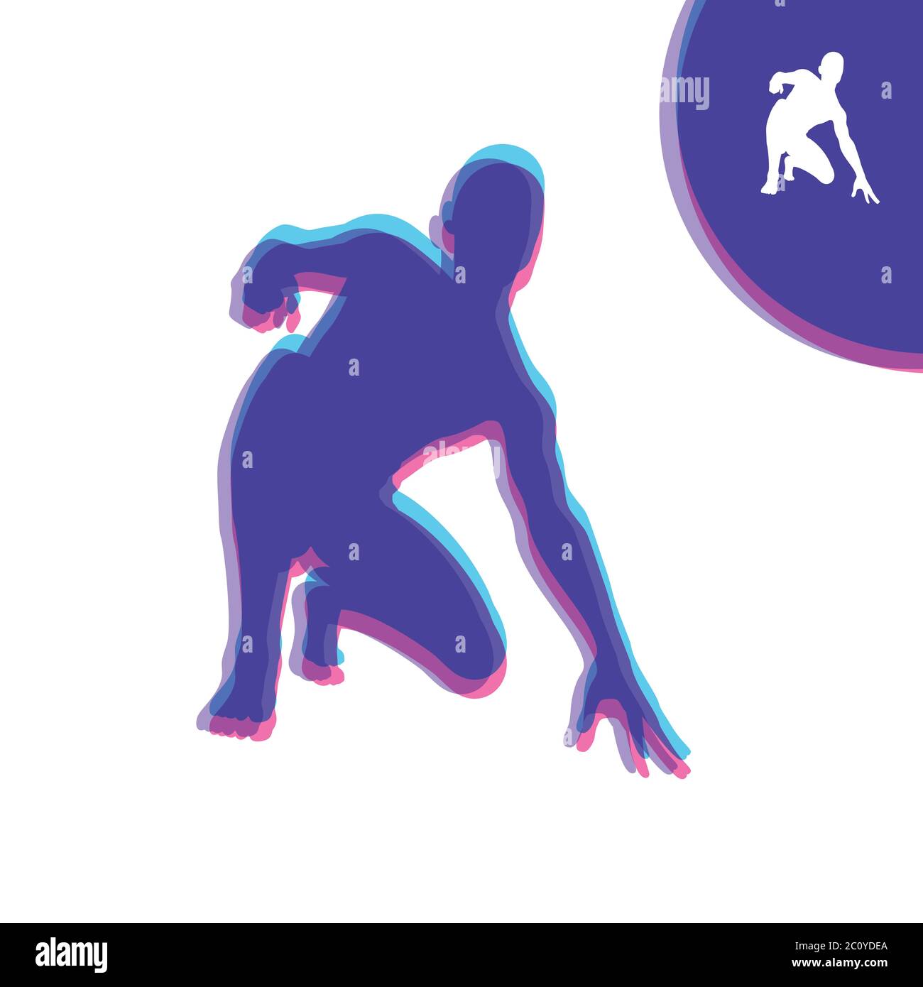 Athlete at starting position ready to start a race. Runner ready for ...