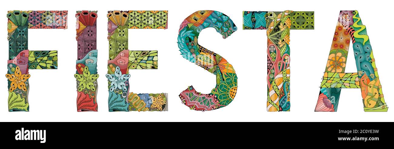 Word FIESTA. Vector zentangle object for decoration Stock Vector Image ...