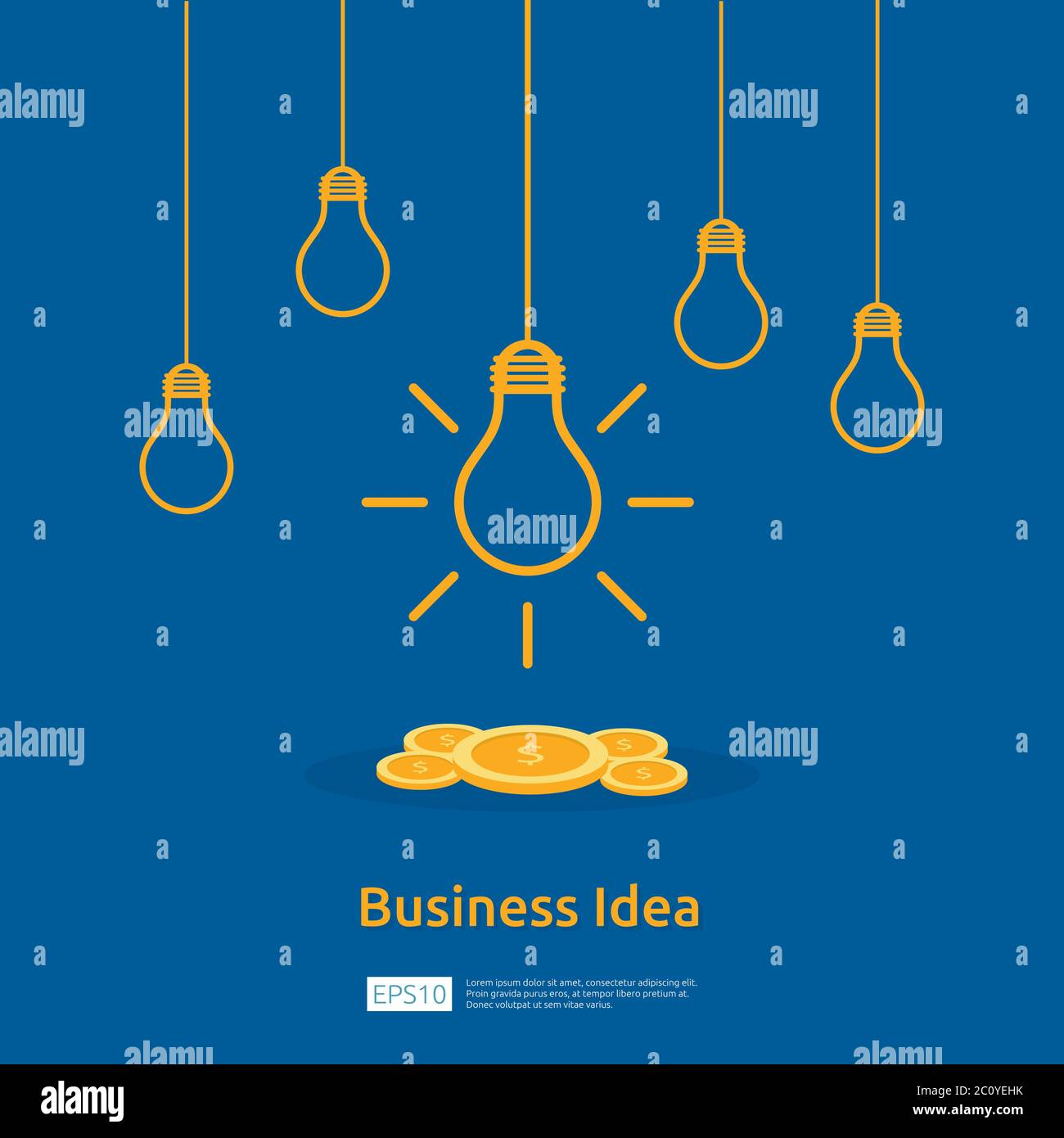 business idea with light bulb and dollar coin element object. Financial ...