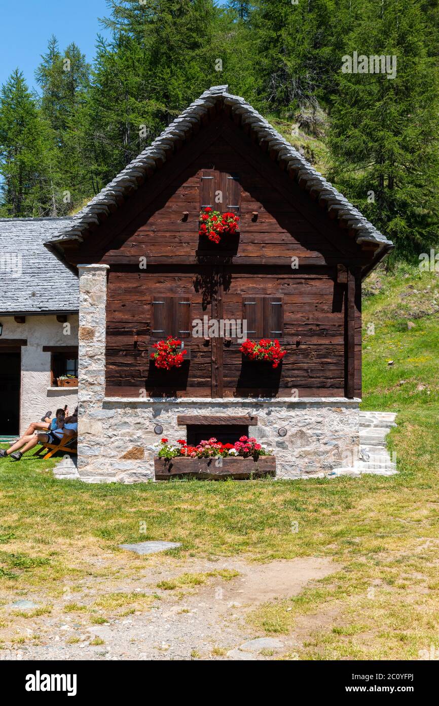 The mountain village of Crampiolo present at Alpe Devero, Lepontine ...