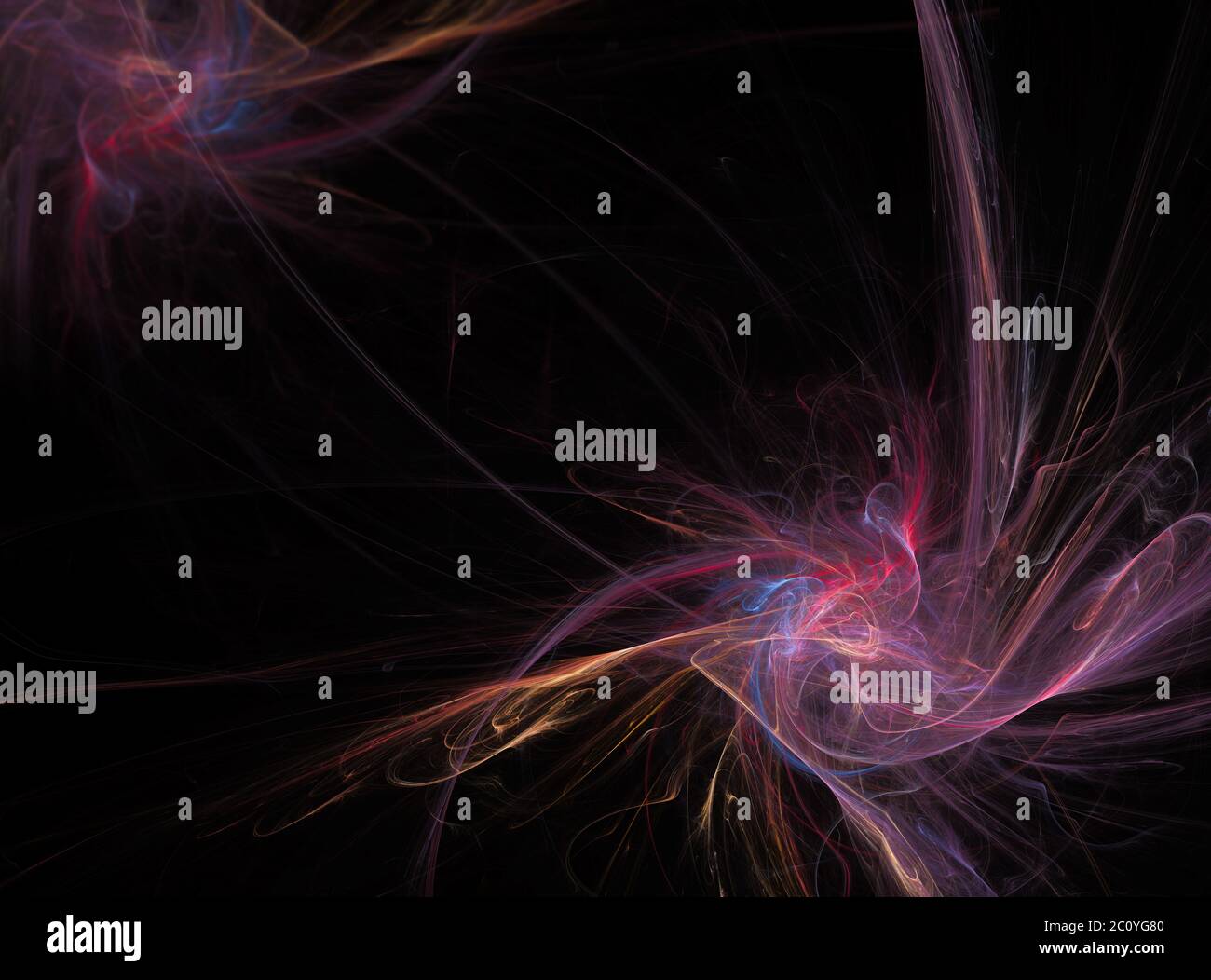 glowing rainbow curved lines universe over dark Abstract Background ...