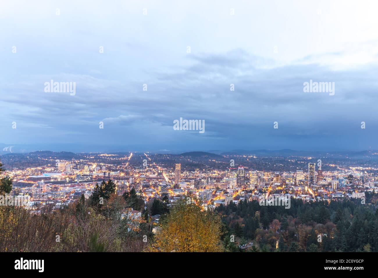 cityscape and skyline of portland on view from forest Stock Photo - Alamy