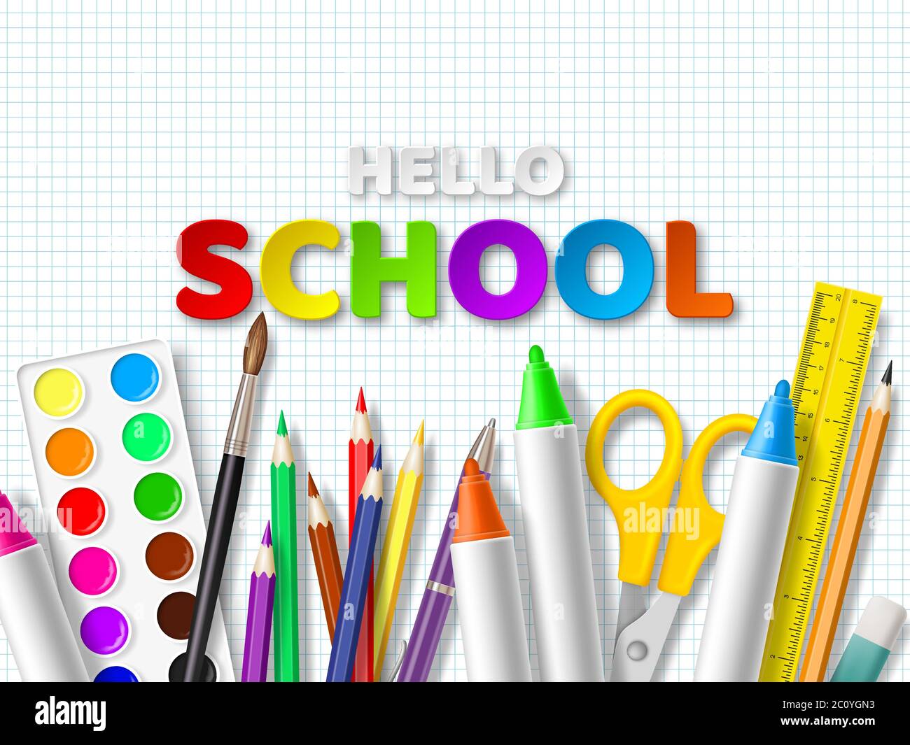 Hello school typography design Stock Vector Image & Art - Alamy