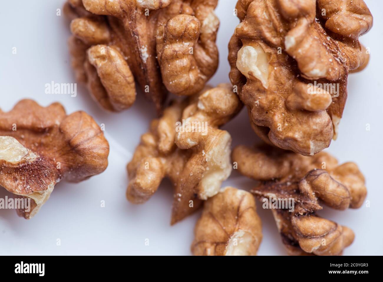 Close-up walnut on a white background Stock Photo - Alamy