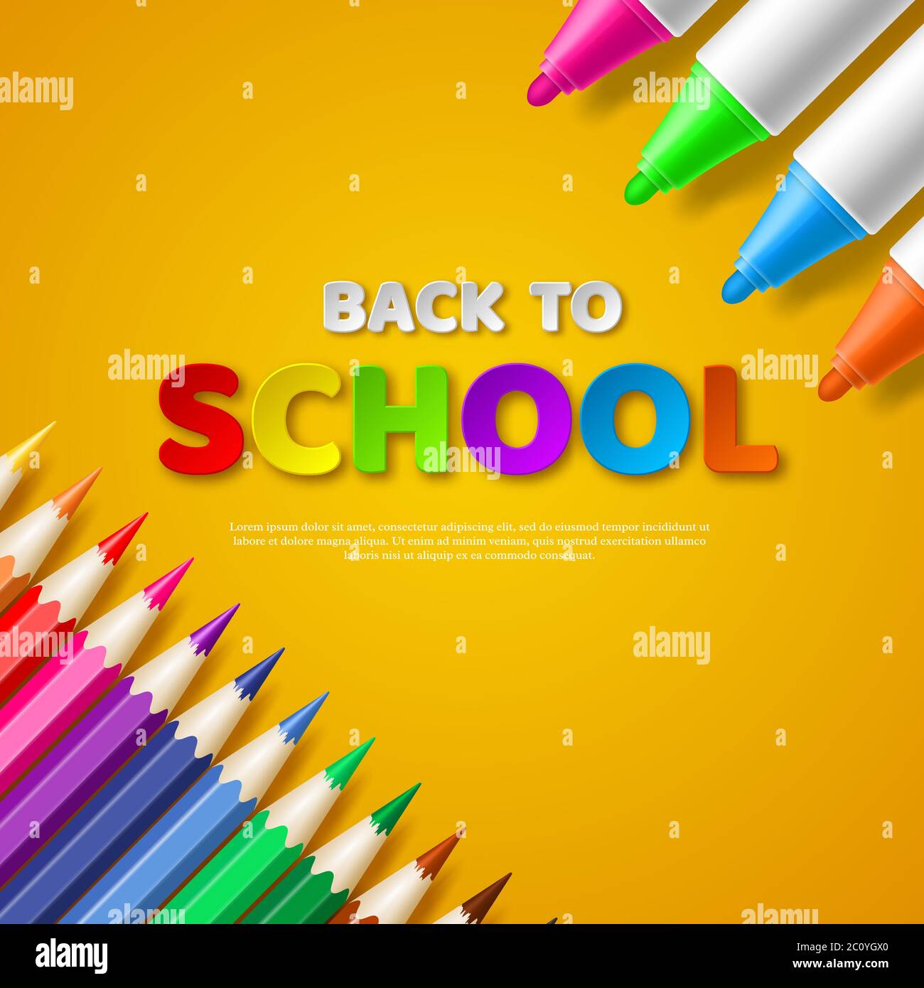 Back to school letters with pencils and markers Stock Vector Image ...