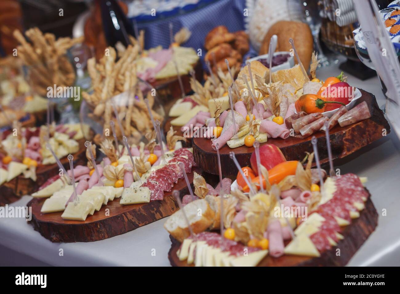 Catering food with decoration during celebration and reception Stock ...