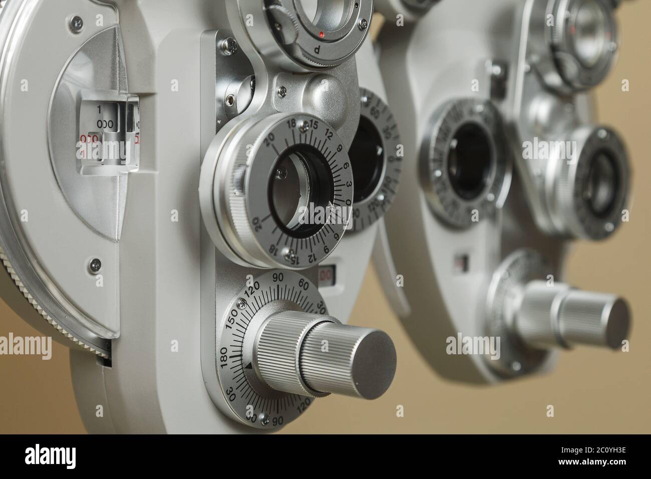 Phoropter optical device for measuring the vision of human eye Stock ...