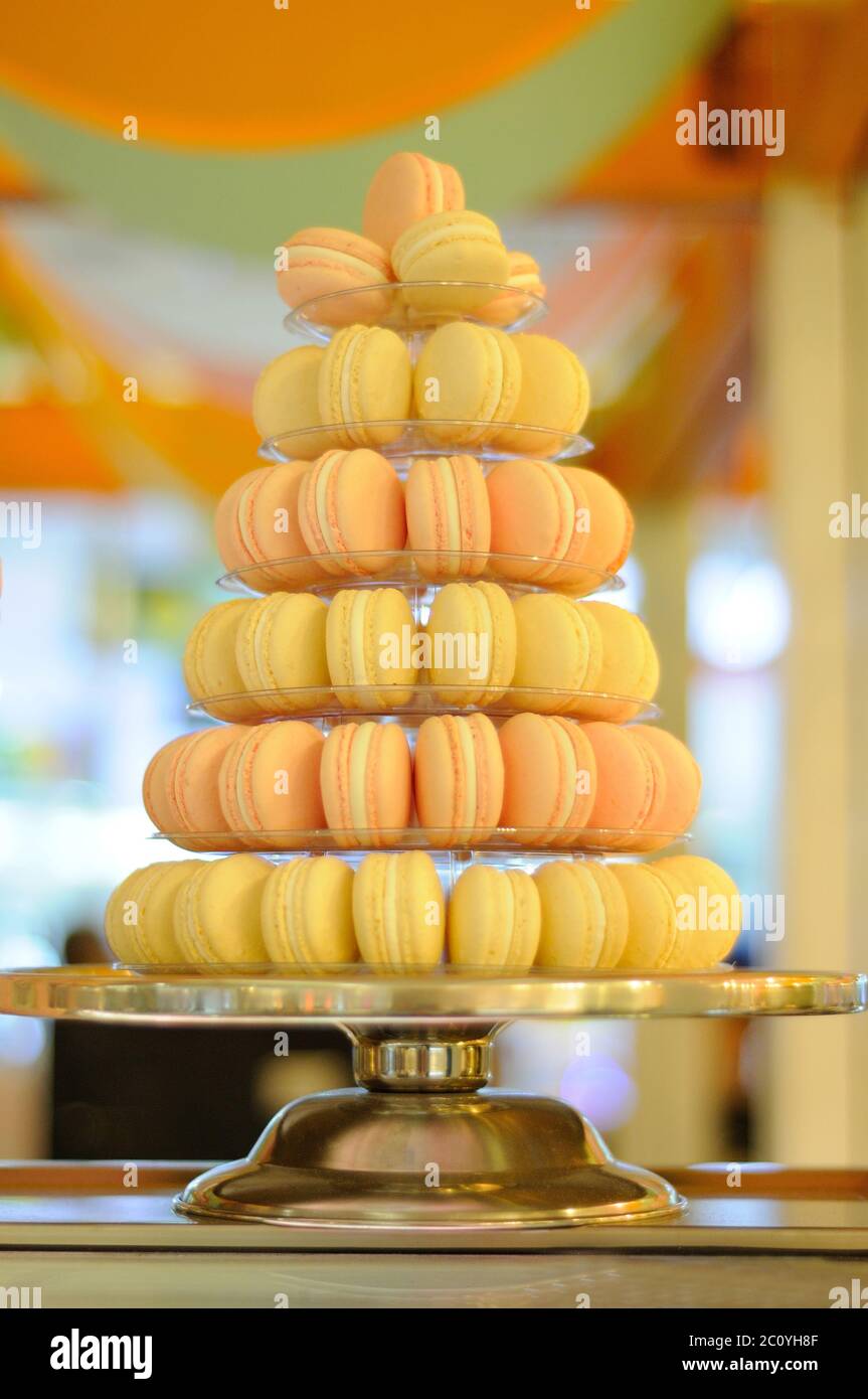 Macaroons on Display in a Bakery Stock Photo - Alamy