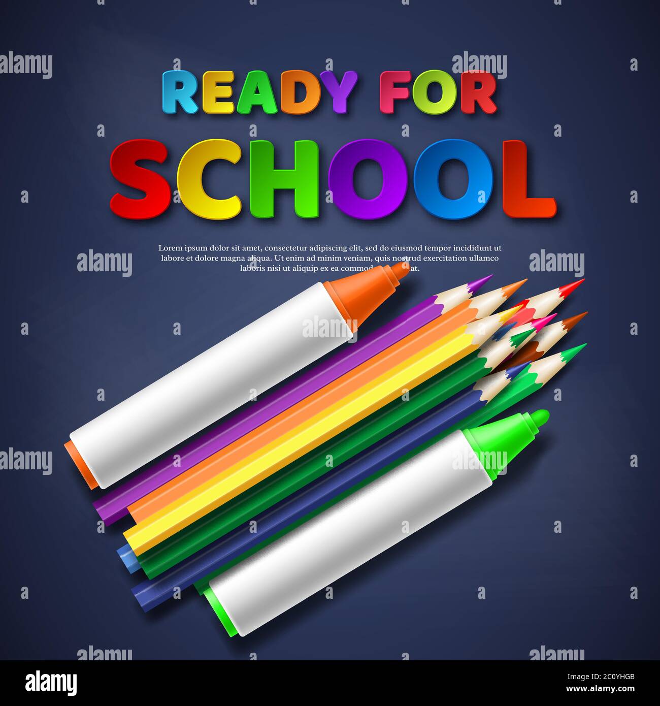 Ready for school letters with pencils and markers Stock Vector Image ...
