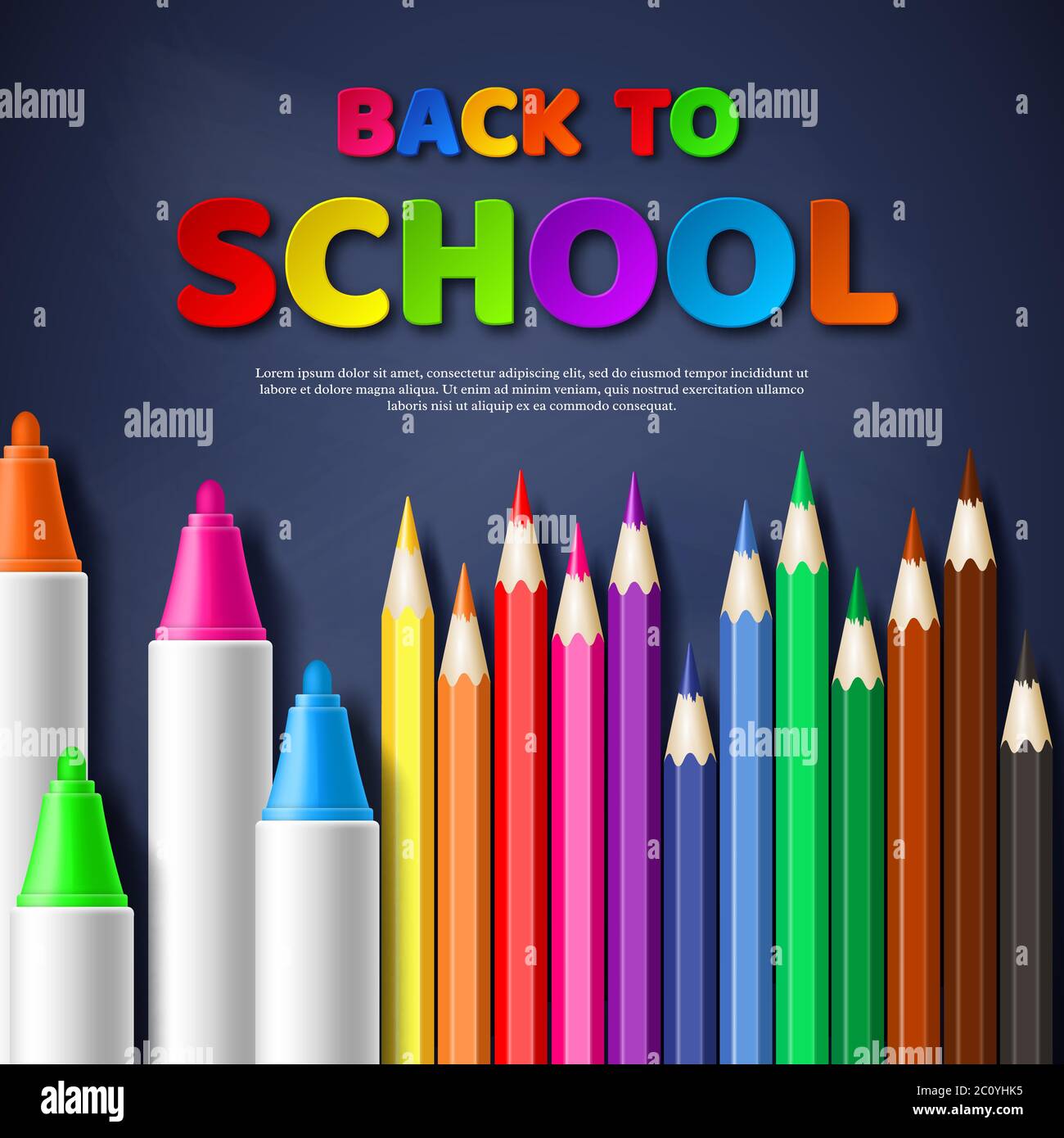 Back to school letters with pencils and markers Stock Vector Image ...