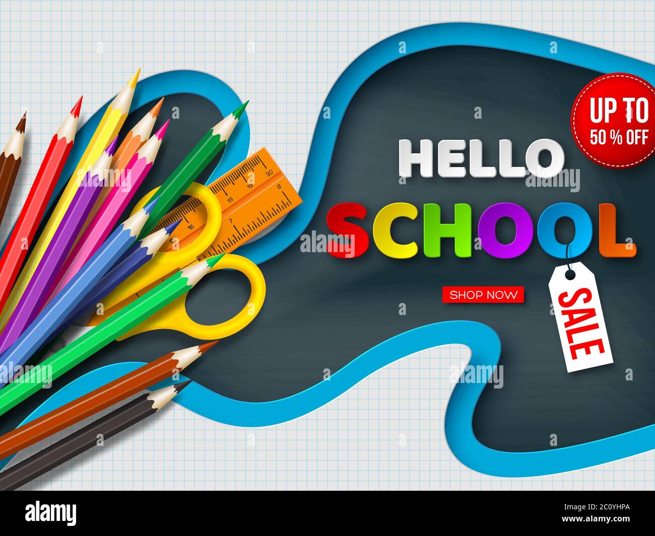 Realistic chalkboard text back school hi-res stock photography and ...