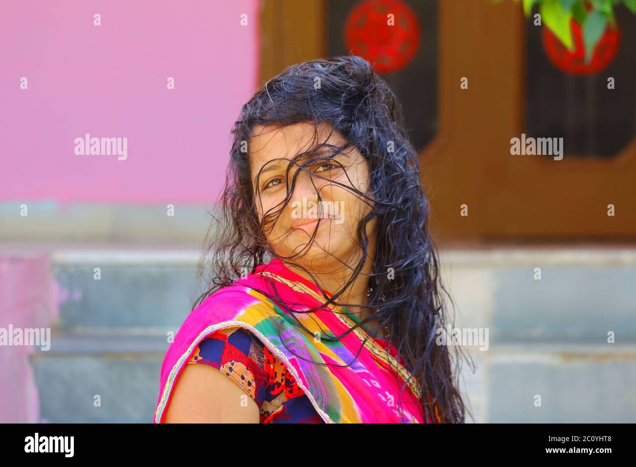 Portrait of scattered black hairs photo of a young girl and was a ...