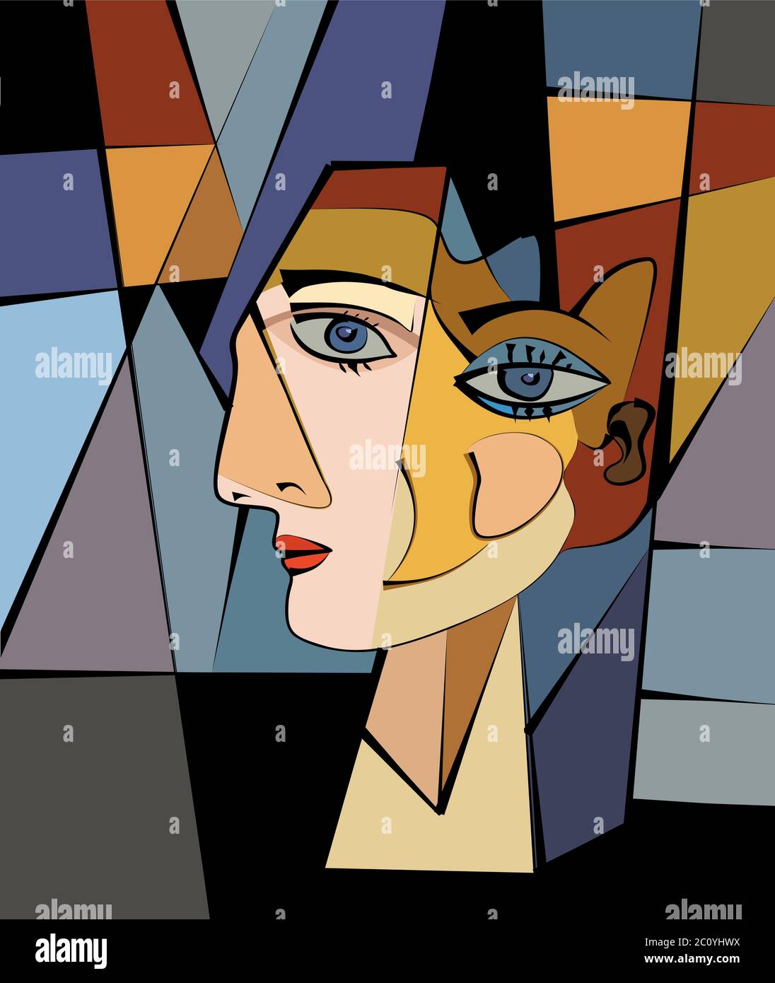Colorful background, cubism art style,abstract portrait Stock Vector ...