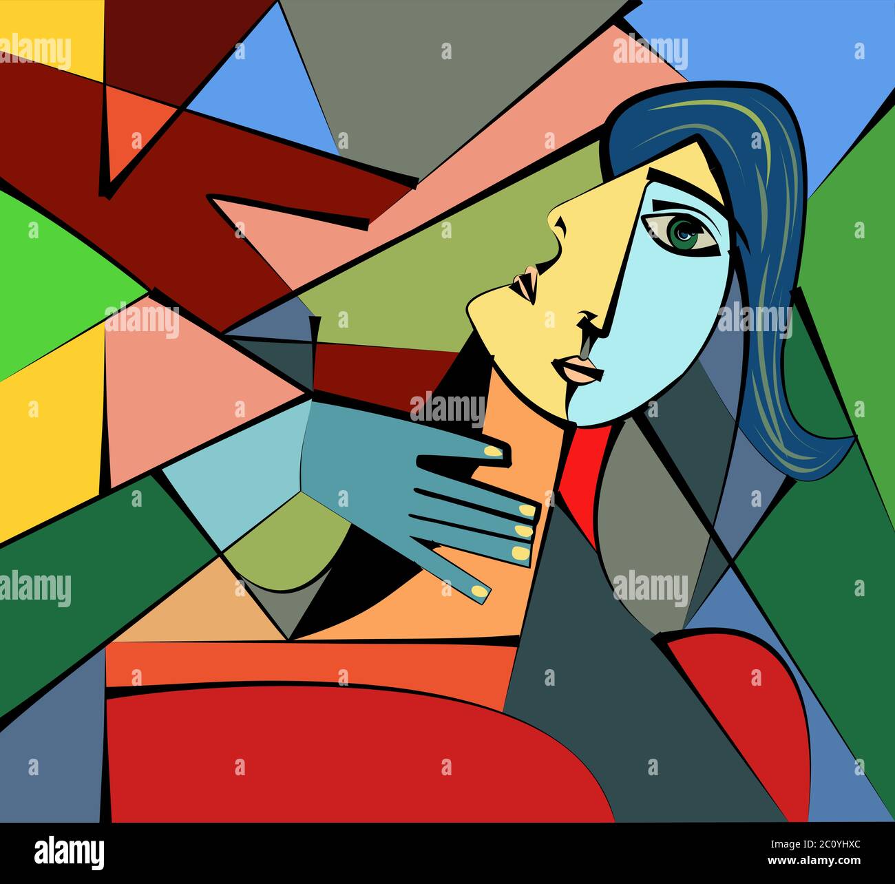 Colorful background, cubism art style,abstract portrait Stock Vector ...