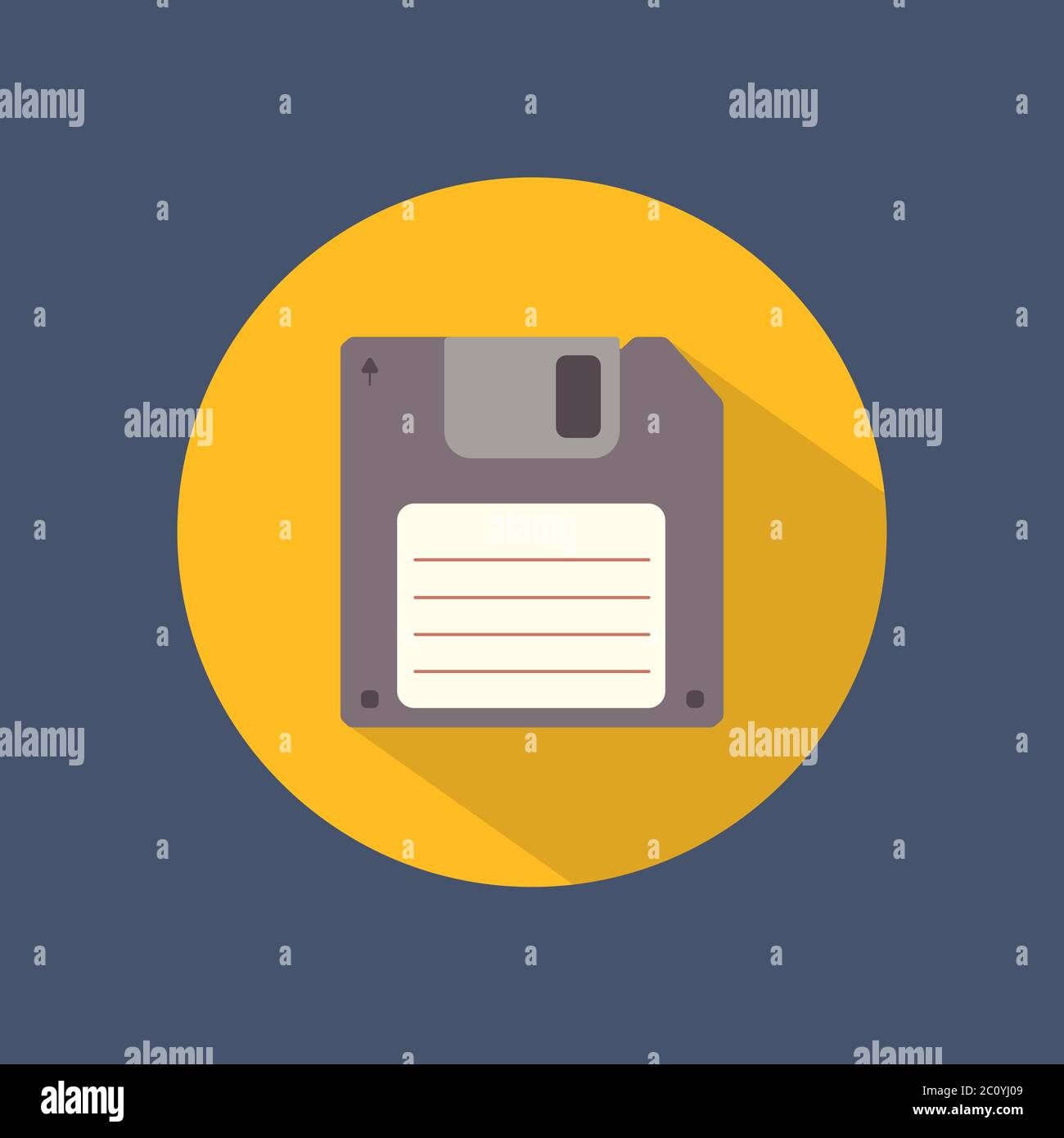 Floppy disk flat round icon on dark background. Retro style. Vector illustration Stock Vector ...