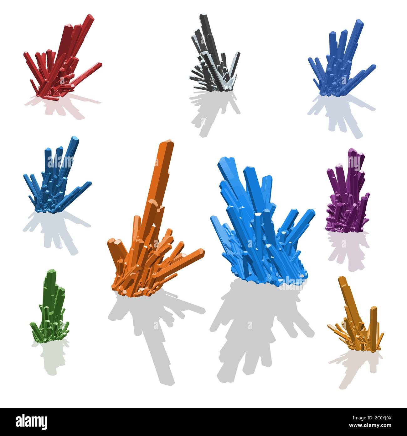 Colorful shiny bright crystals. Red , green , purple, orange, emerald ...